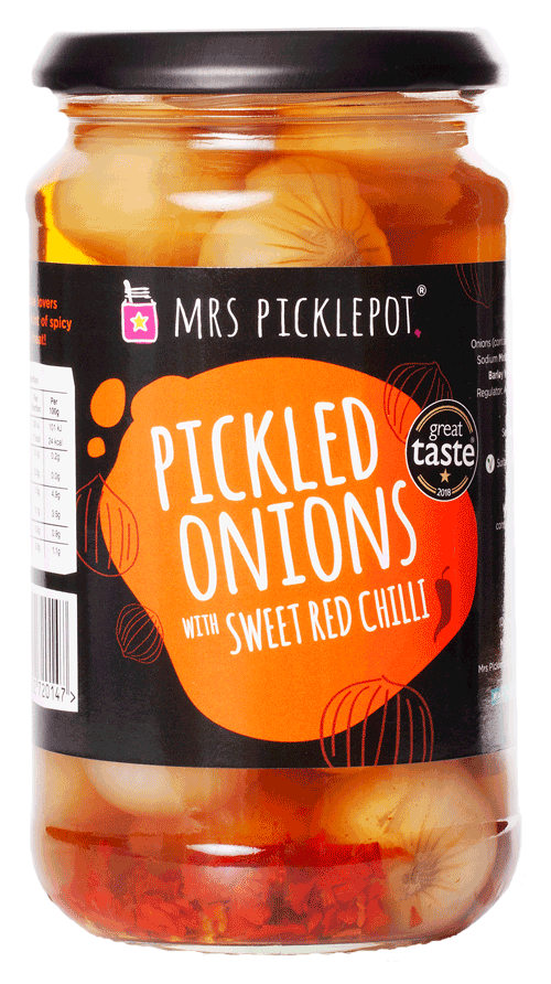 Pickled Onions with Sweet Red Chilli - Mrs Picklepot